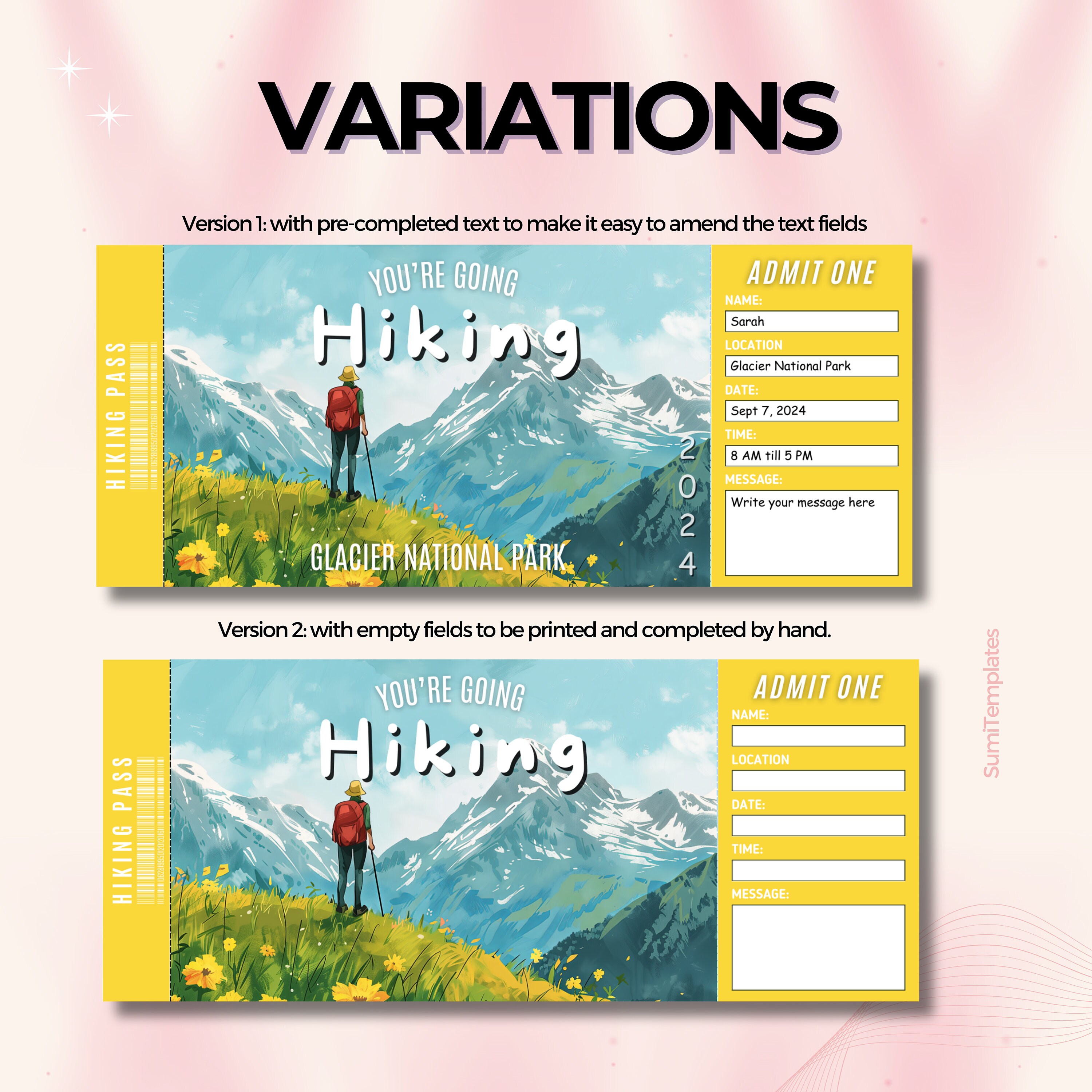 Hiking Boarding Pass, Surprise Gift Ticket, National Park Holiday ...