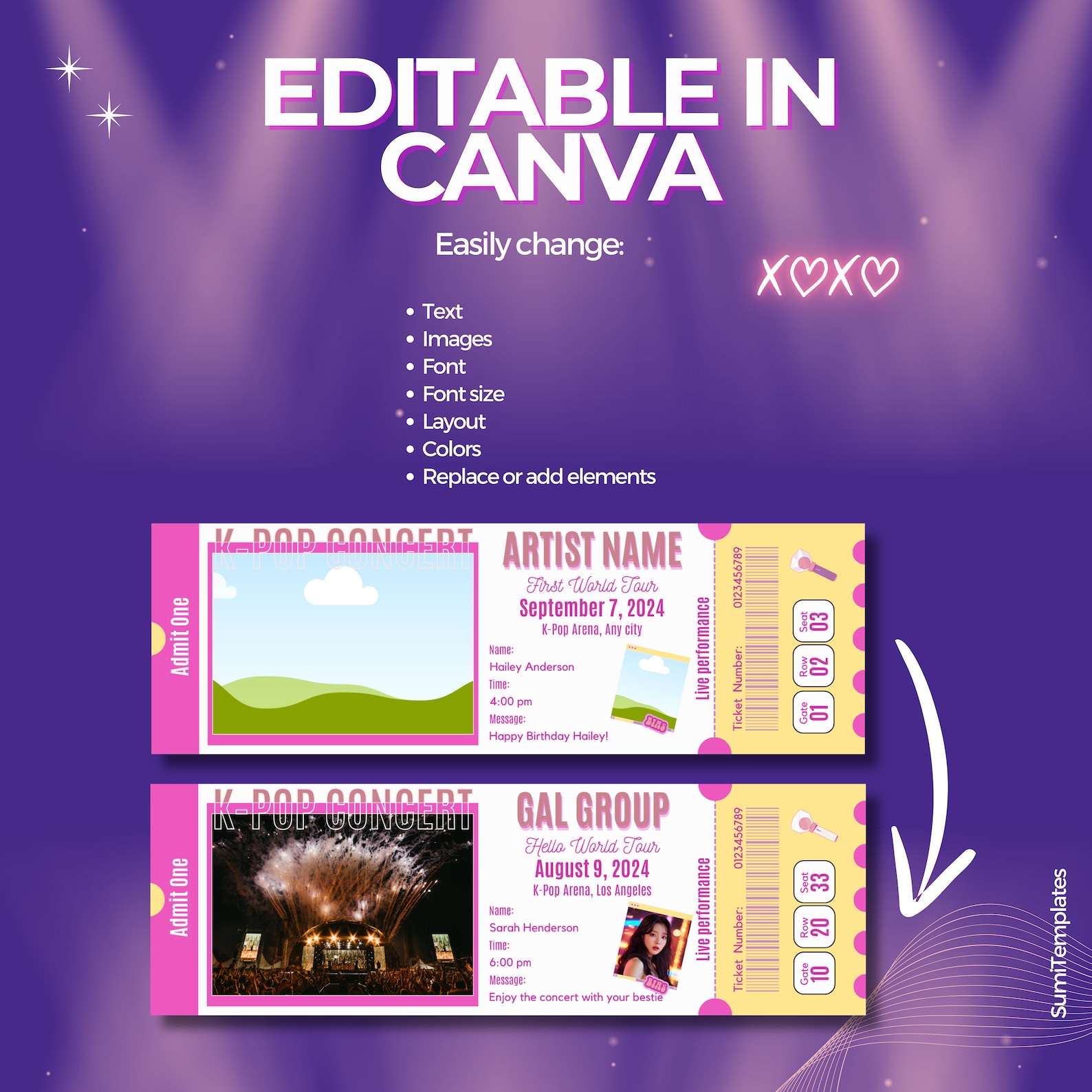 Editable K-pop Concert Ticket Template, Custom Concert Ticket ...