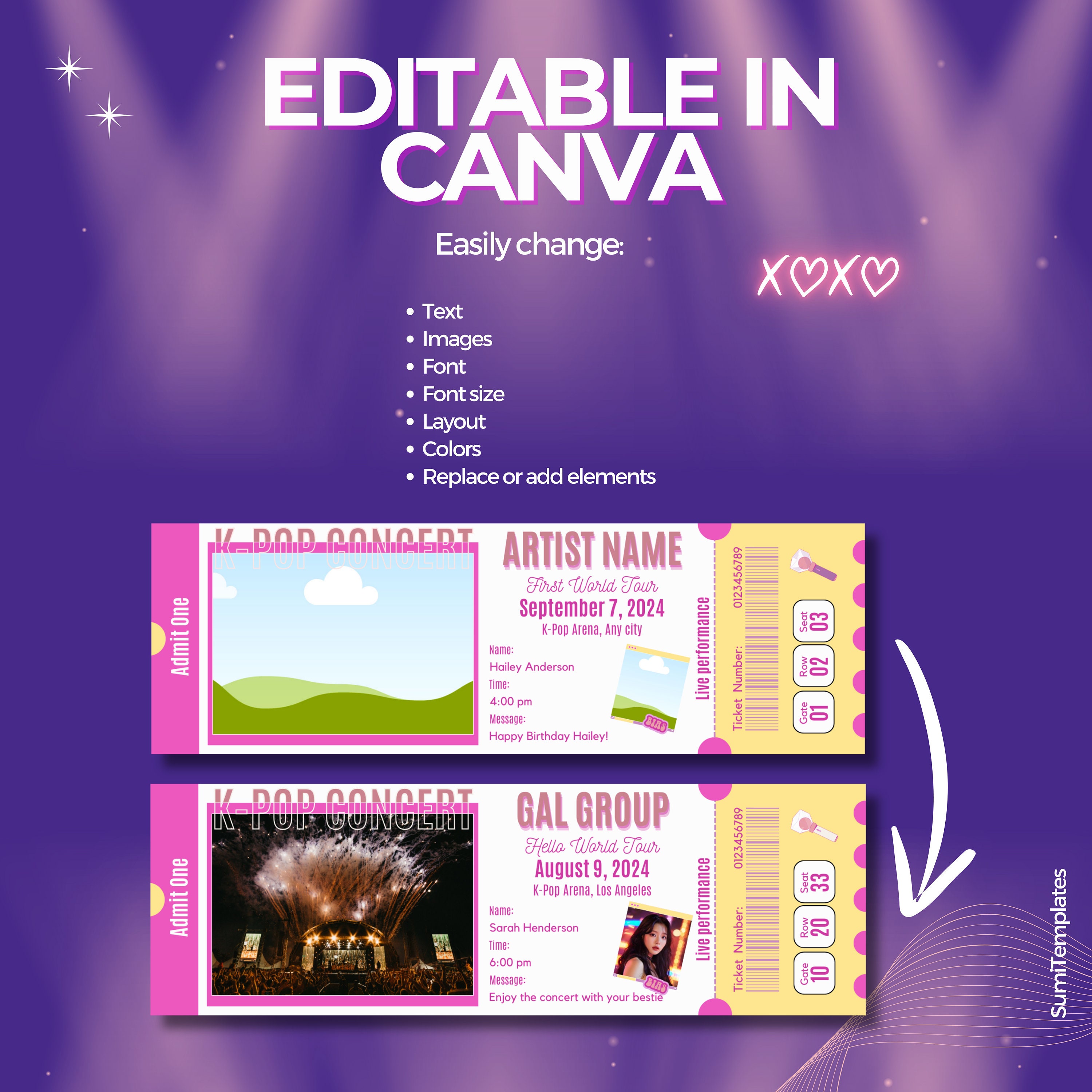 Editable K-pop Concert Ticket Template, Custom Concert Ticket, Personalized Gift Idea for K-pop ...