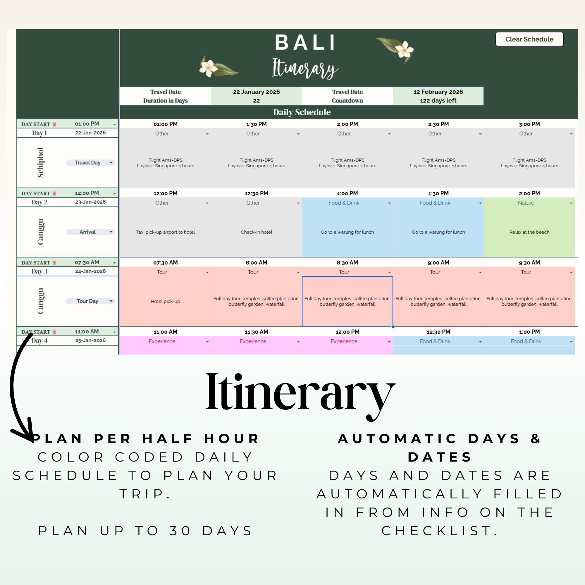 Bali Travel Checklist, Bali Essentials, Packing List, Google Sheets ...