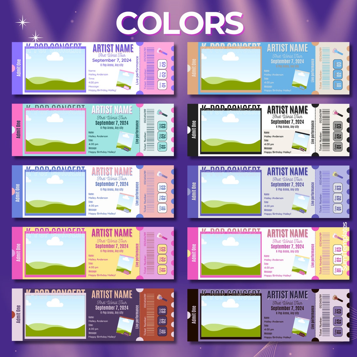 Editable K-pop Concert Ticket Template, Custom Concert Ticket ...