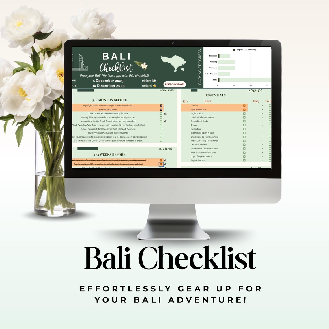Bali Travel Checklist, Bali Essentials, Packing List, Google Sheets ...