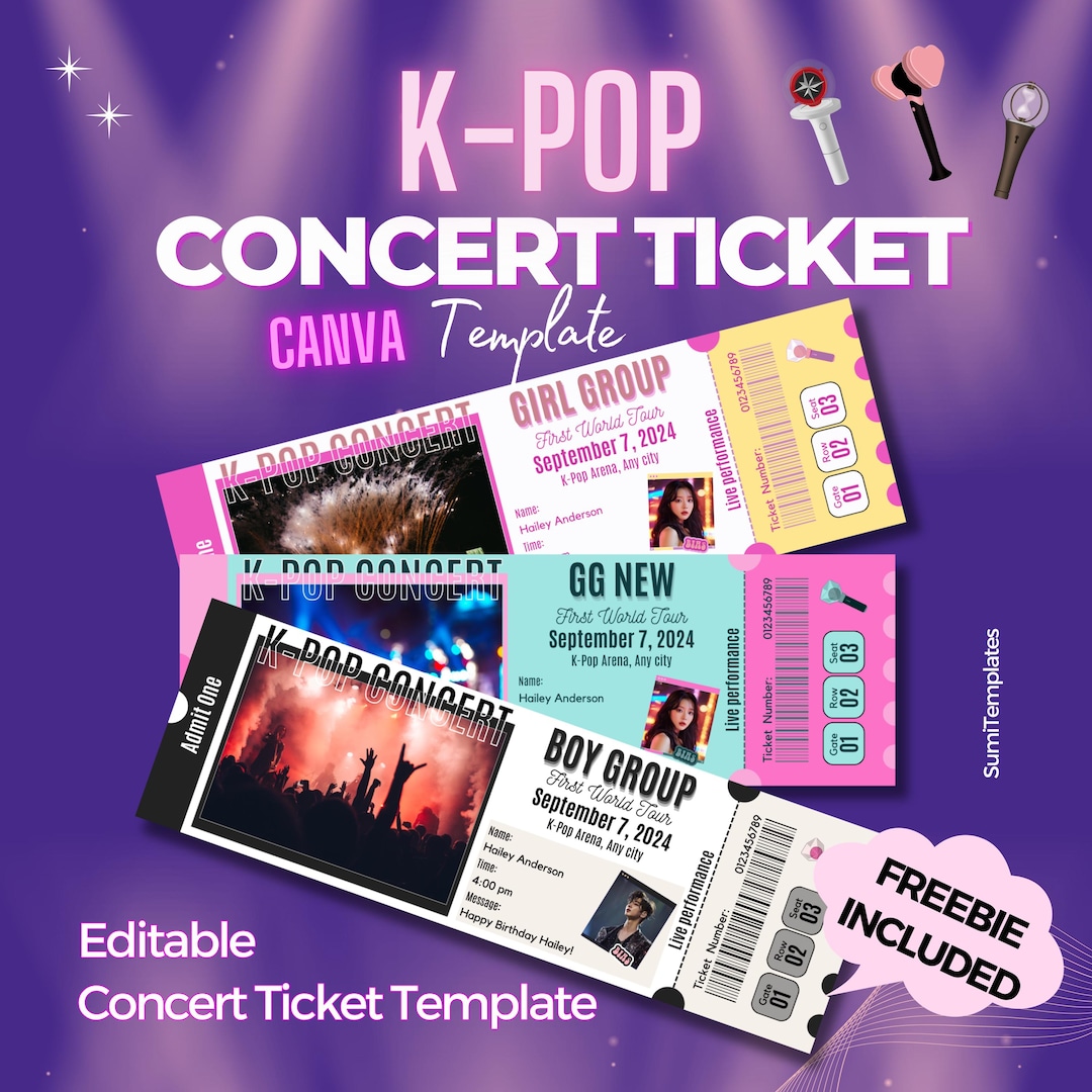 Editable K-pop Concert Ticket Template, Custom Concert Ticket ...