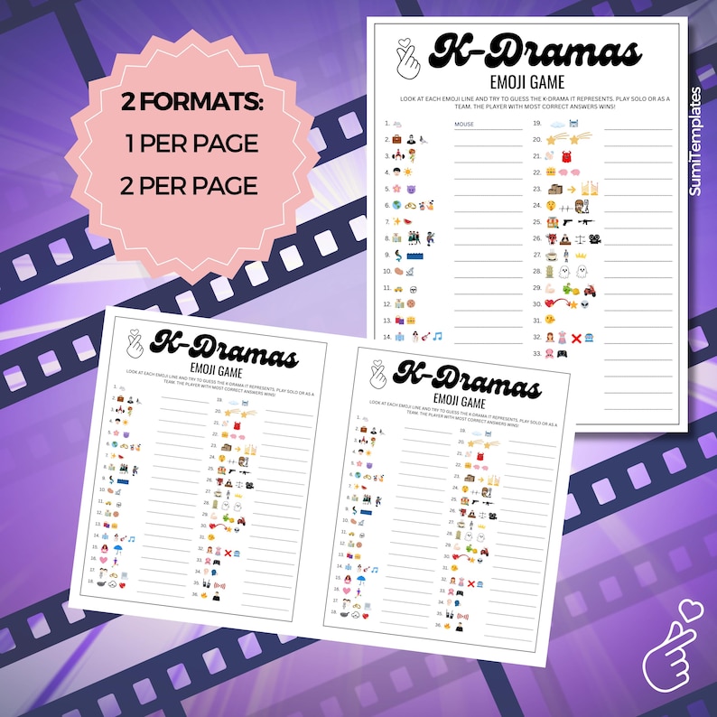 K-drama Emoji Game, Printable Party Game for Kdrama Fans, Korean Drama ...