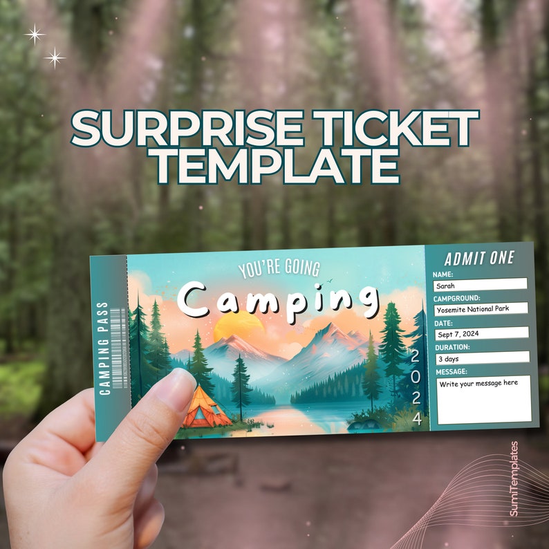 Camping Boarding Pass, Surprise Gift Ticket, National Park Holiday ...