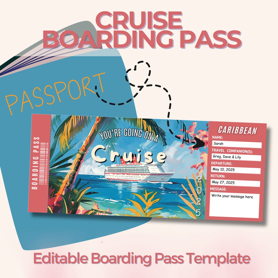 Cruise Boarding Pass, Custom Cruise Ticket, Editable Canva Template ...