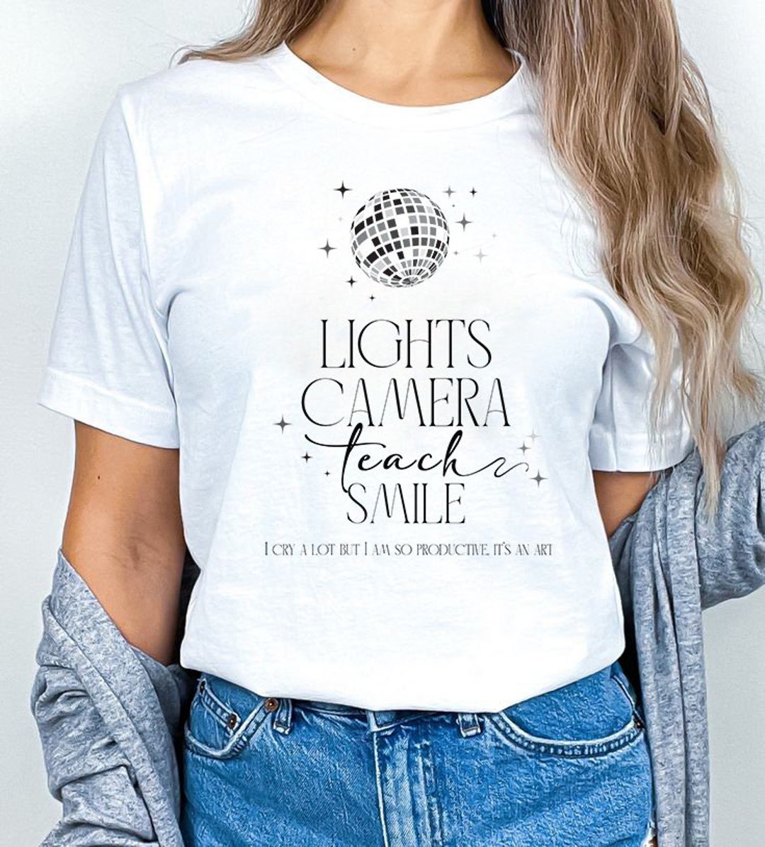 Disco Ball Lights Camera Teach Smile, Unisex Heavy Cotton Tee - Etsy