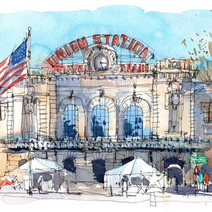 Union Station Denver Illustration, Denver Colorado Art, Denver ...