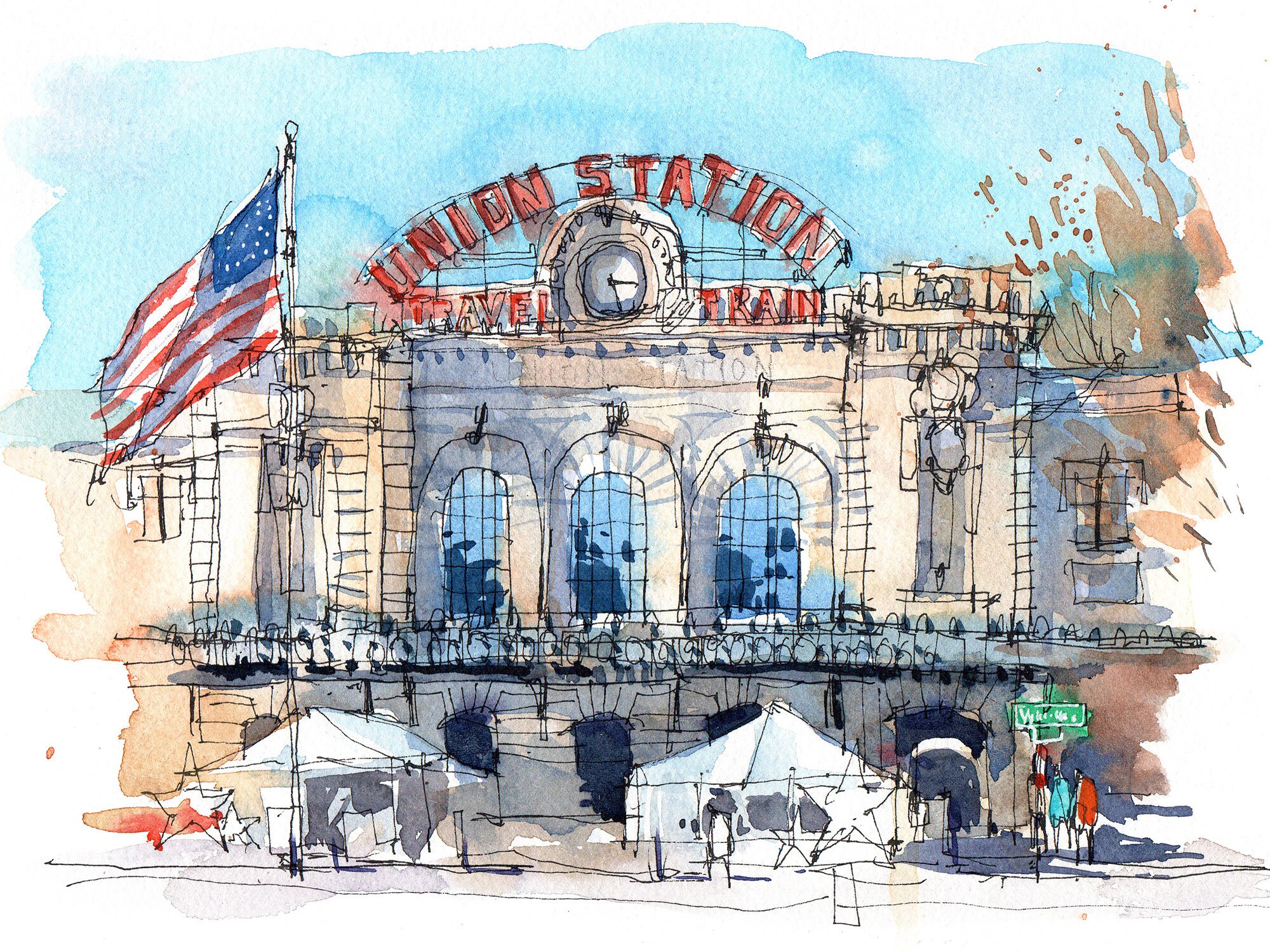 Union Station Denver Illustration, Denver Colorado Art, Denver ...