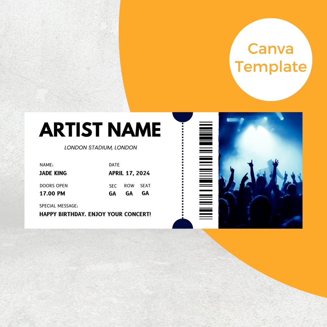 Ticket Template, Radiohead Concert Ticket, Ticket, Custom Concert ...