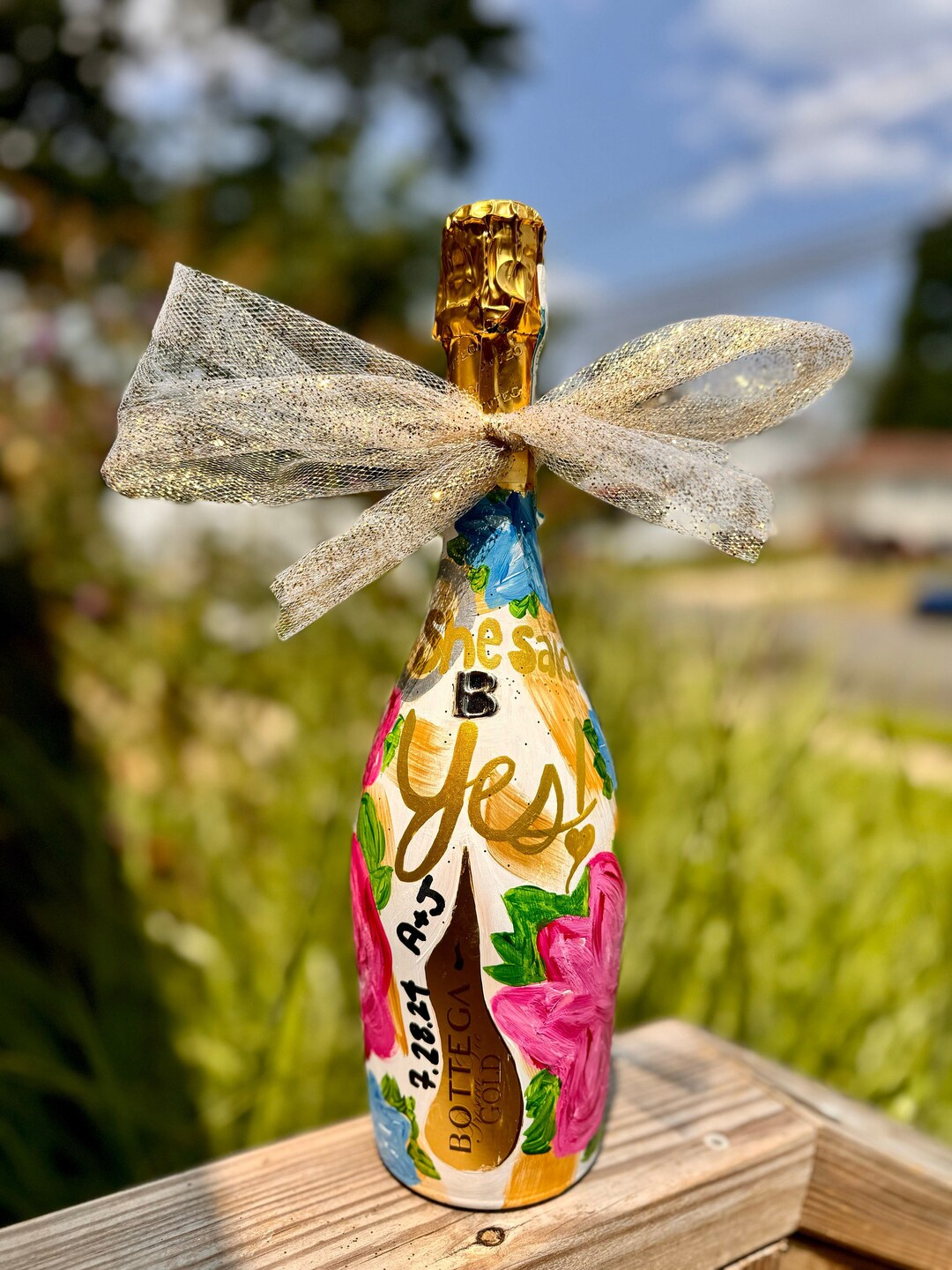 Custom Hand-painted Bottles Personalized Gift Bottles for Engagements ...