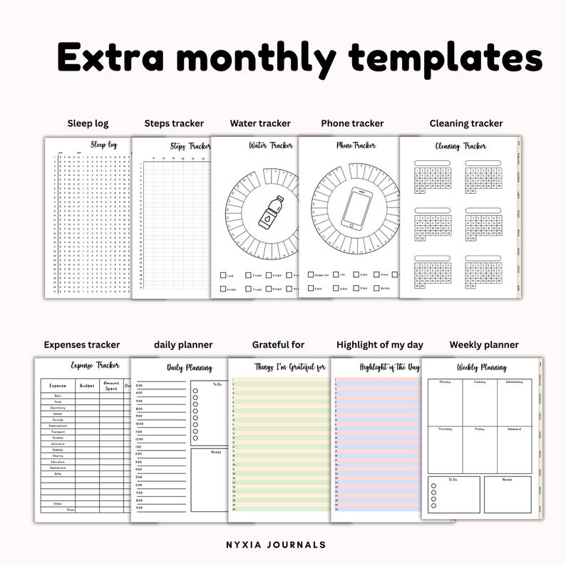 2026 Bullet Journal Pages, Digital Bullet Journal, Pixel Trackers, BUJO ...