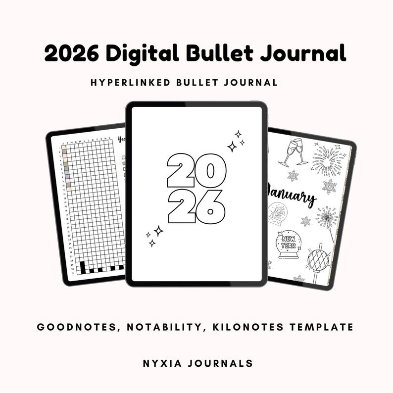 2026 Bullet Journal Pages, Digital Bullet Journal, Pixel Trackers, BUJO ...