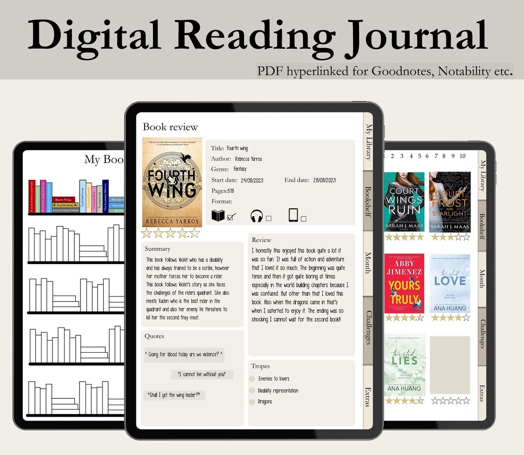 Digital Reading Journal Reading Log Book Tracker Reading - Etsy
