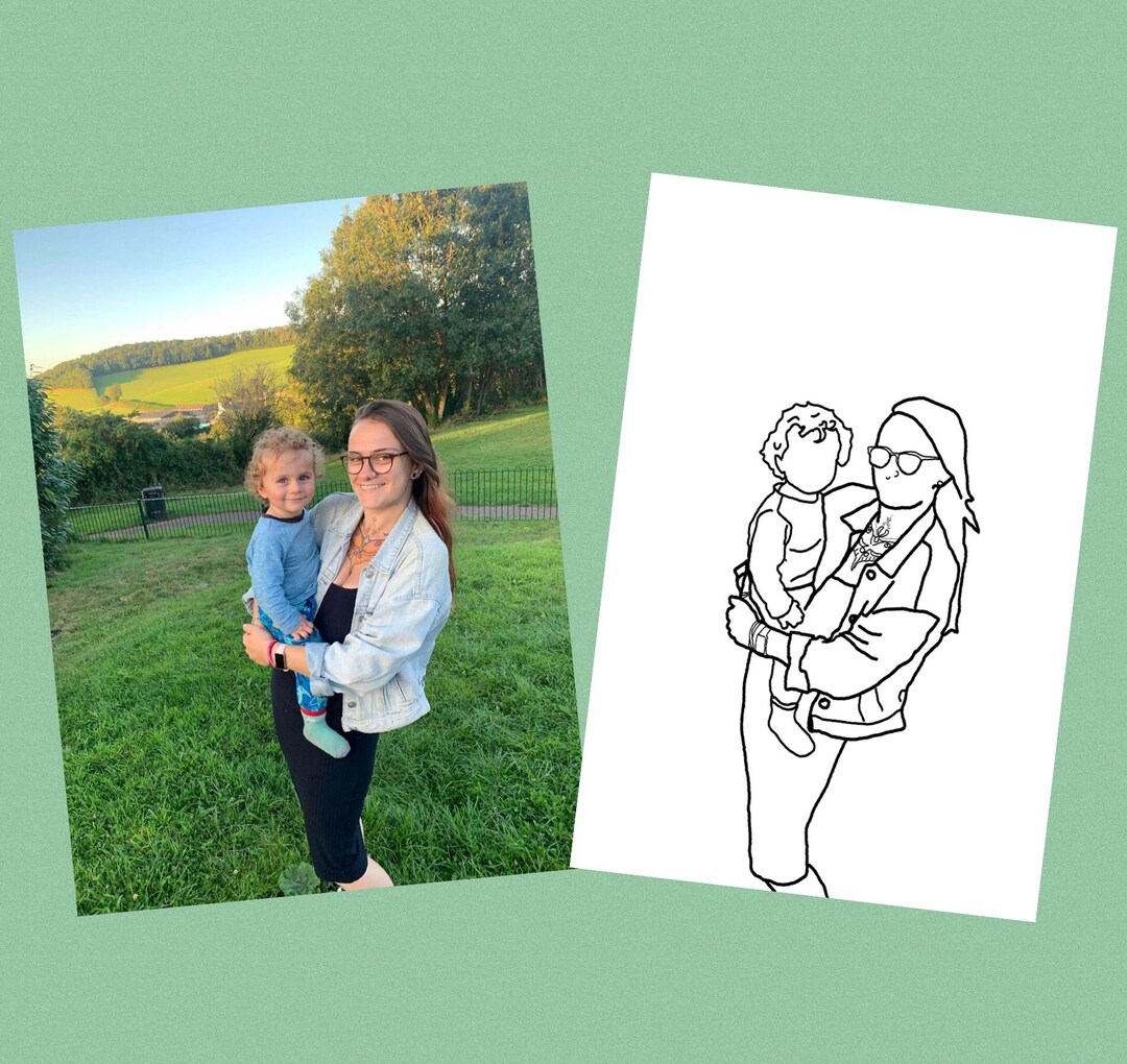 Custom Outline Drawing, Digital Download, Family Photo Drawing ...