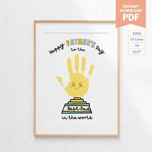 Father's Day Handprint Craft Printable, Best Dad Trophy Handprint, Gift ...