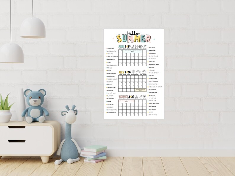 Summer Bucket List for Kids, Editable and Printable Summer Calendar ...
