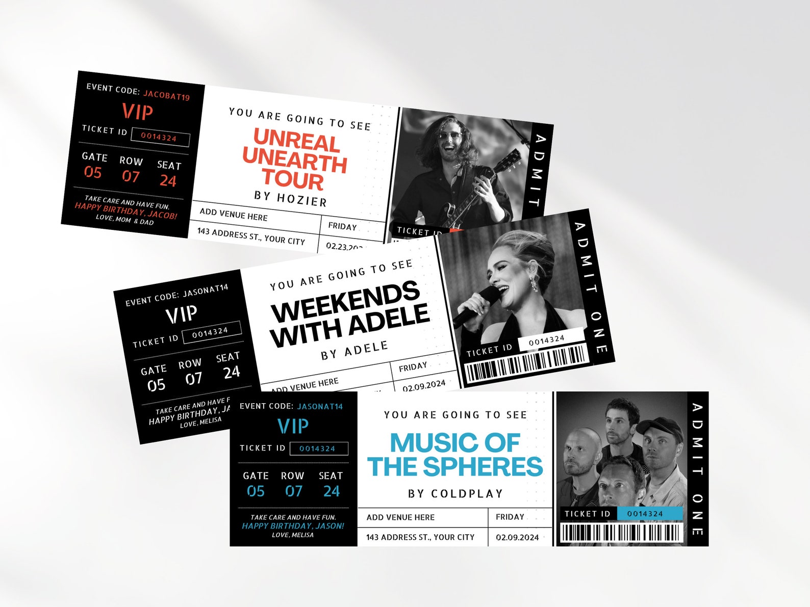 Editable Concert Ticket Canva Template, Custom Concert Ticket, Concert ...