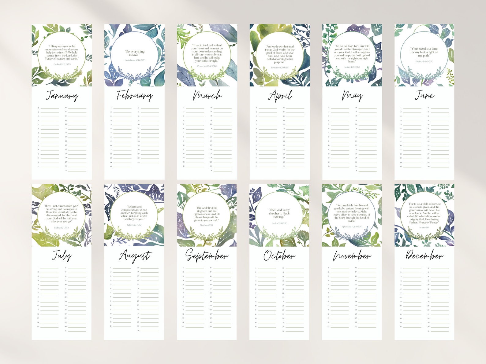 Perpetual Calendar With Bible Verses, Forever Calendar With Bible ...