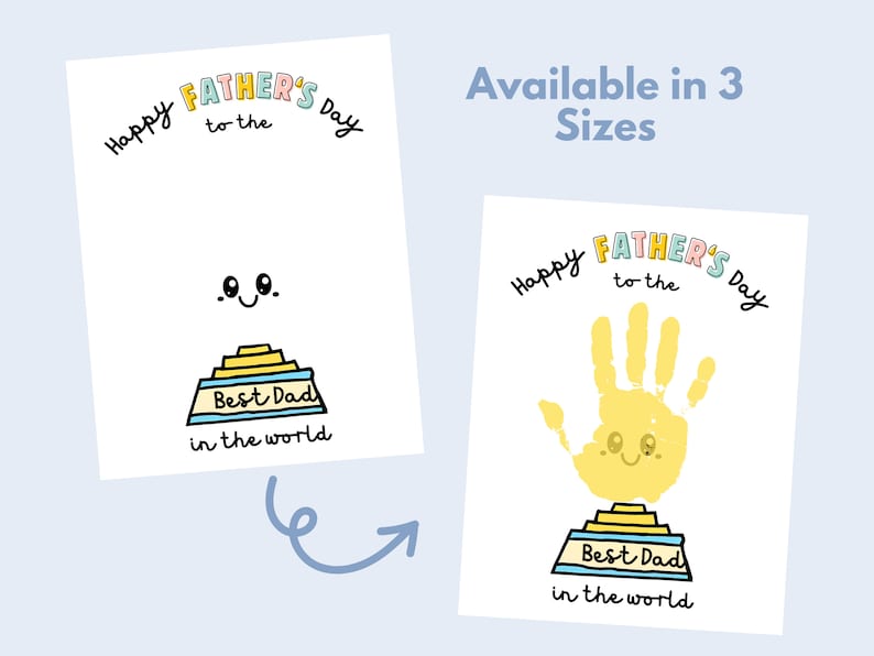 Father's Day Handprint Craft Printable, Best Dad Trophy Handprint, Gift ...