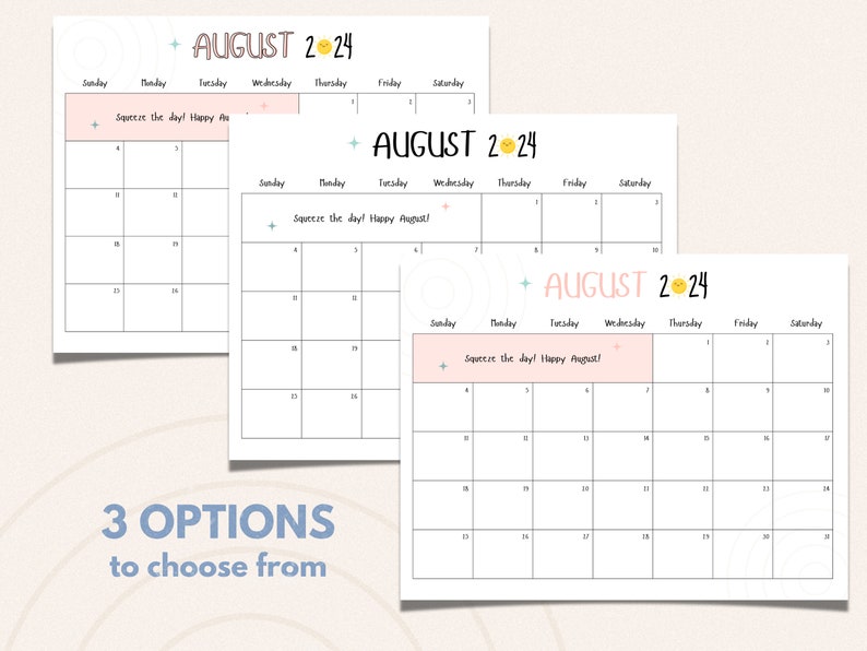 Editable August Calendar 2024, Printable Summer Calendar for Kids ...