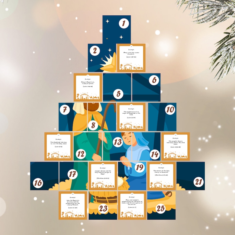 25 Nativity Advent Calendar Printable Cards for Kids Advent Calendar ...