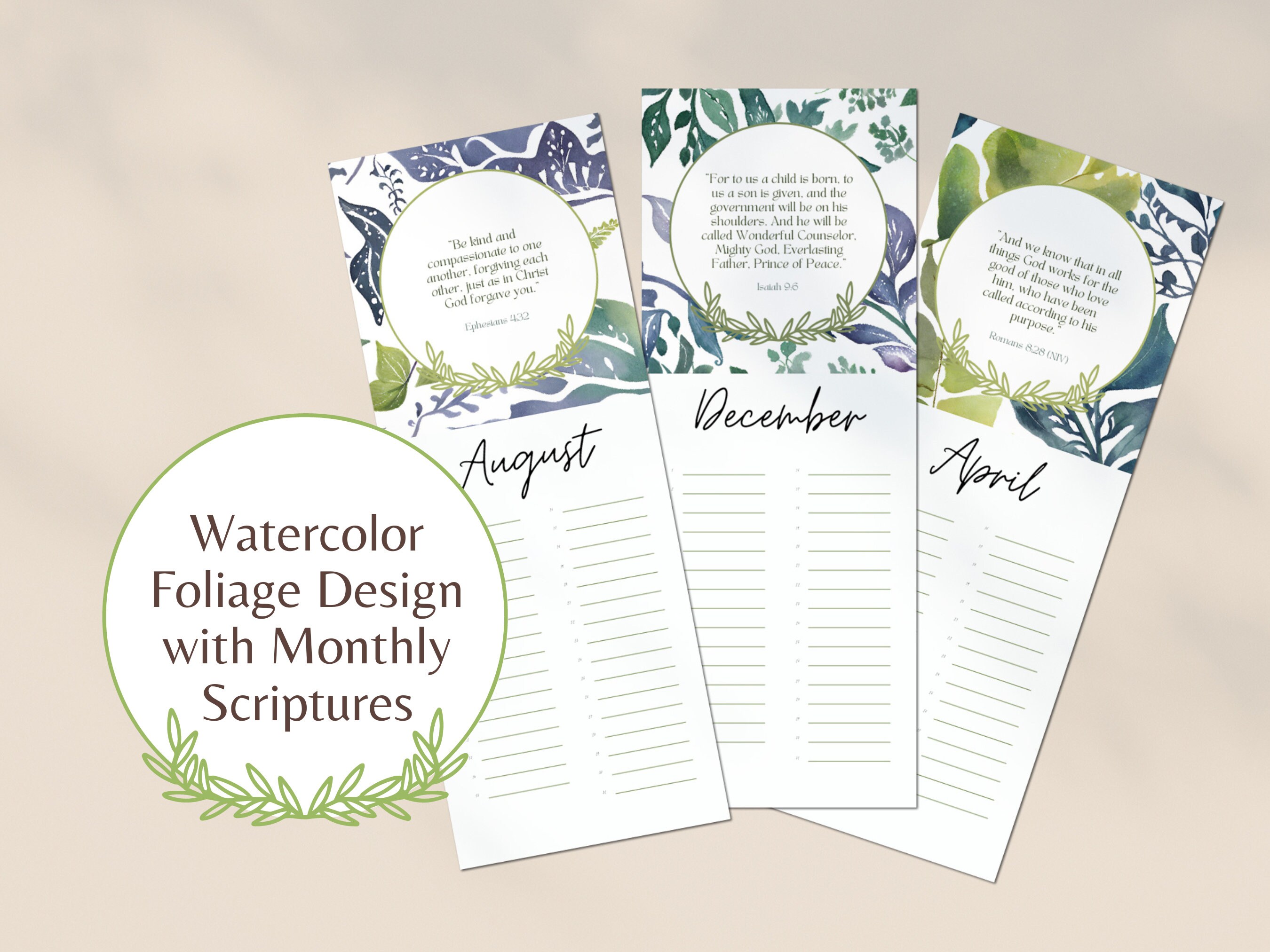 Perpetual Calendar With Bible Verses, Forever Calendar With Bible ...