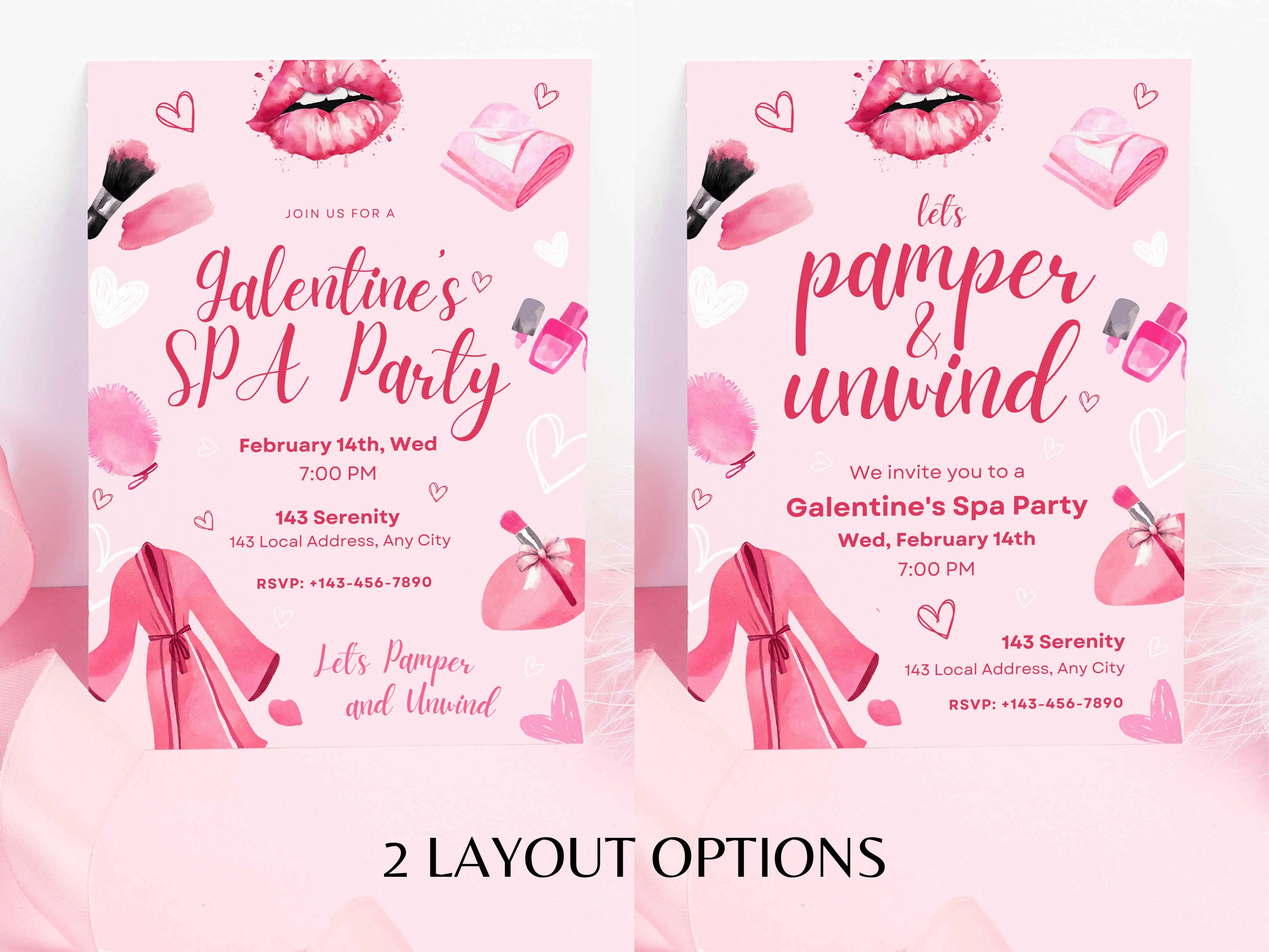 Galentine's Day SPA Party Invitation Canva Template, Editable and ...