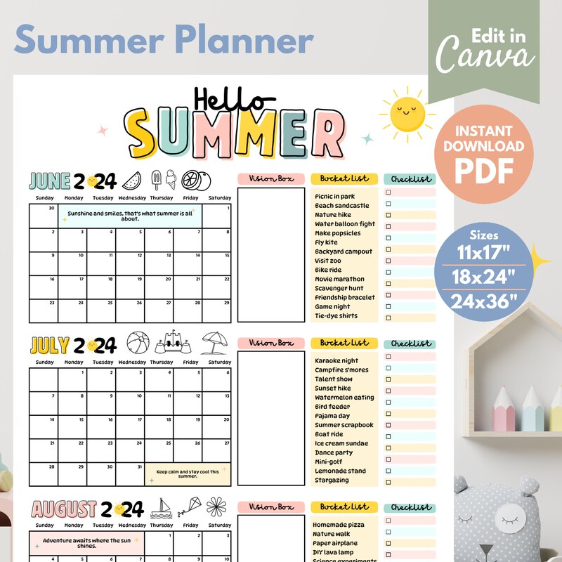 Summer Calendar - Etsy