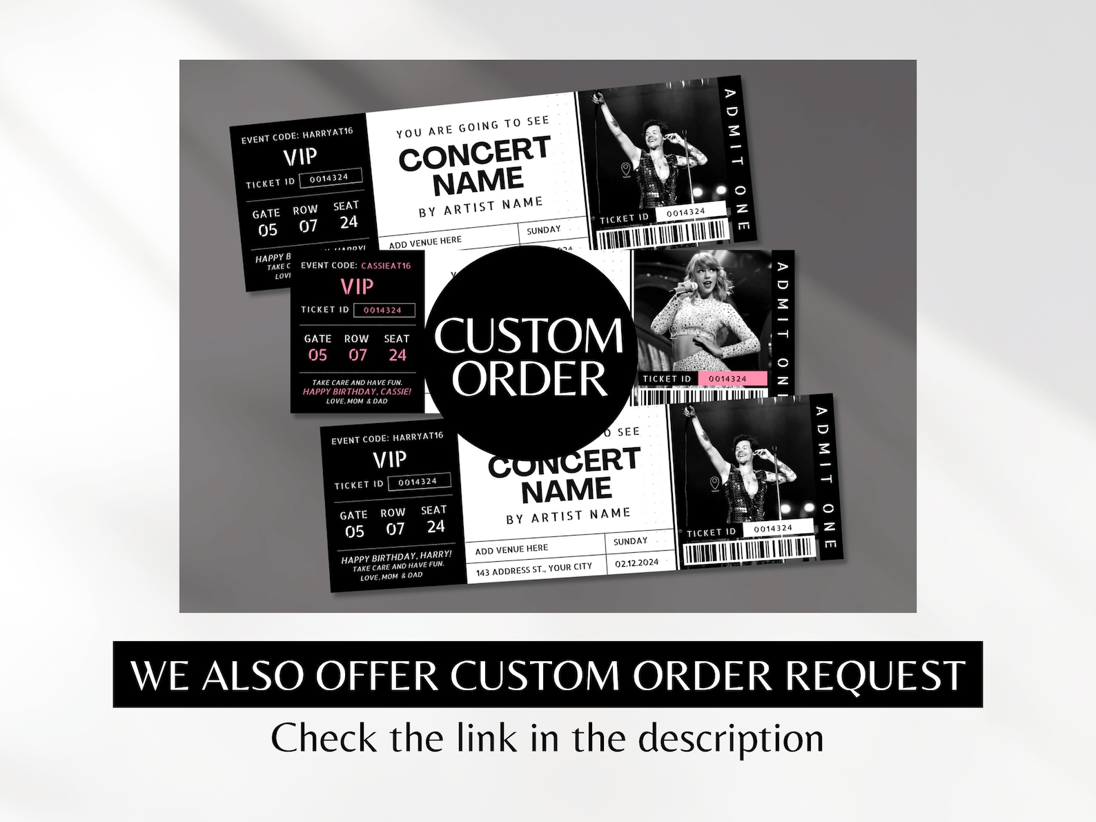 Editable Concert Ticket Canva Template, Custom Concert Ticket, Concert ...