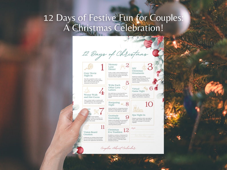 12 Days of Christmas Advent Calendar for Couples Printable Christmas ...