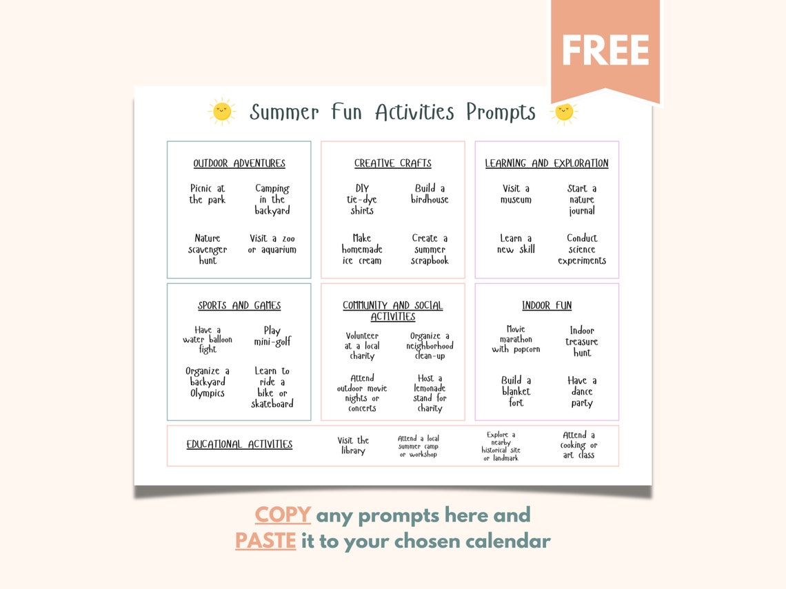 Editable SUMMER Calendar 2024, June, July, August, Printable Summer Fun ...