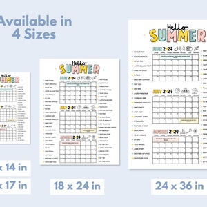 Summer Bucket List for Kids, Editable and Printable Summer Calendar ...