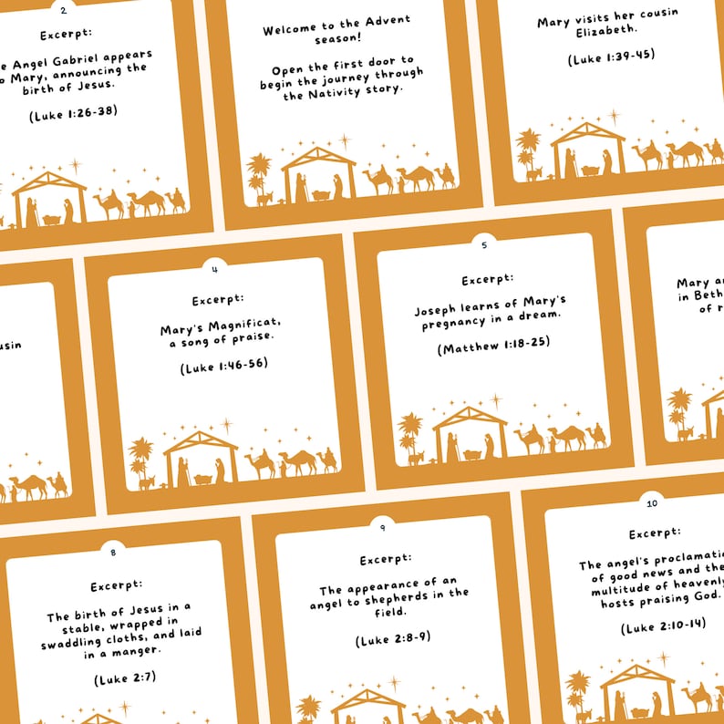 25 Nativity Advent Calendar Printable Cards for Kids Advent Calendar ...