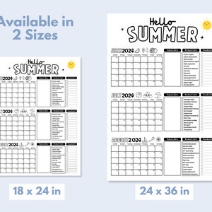 Summer Calendar Poster 2024, Large Wall Calendar With Vision-box Bucket ...