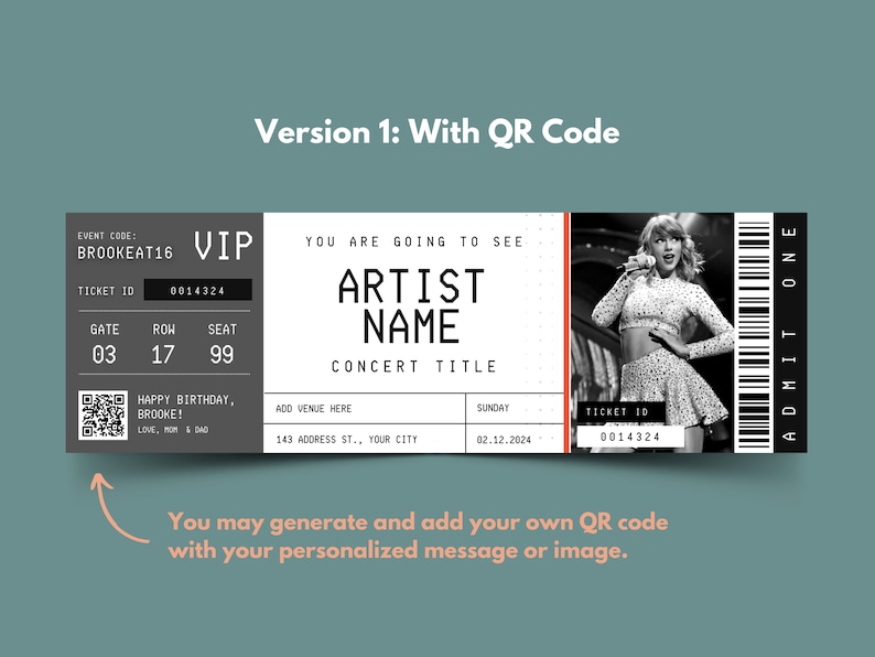 Editable Concert Ticket Canva Template, DIY Event Ticket, Surprise Printable Concert Tickets ...