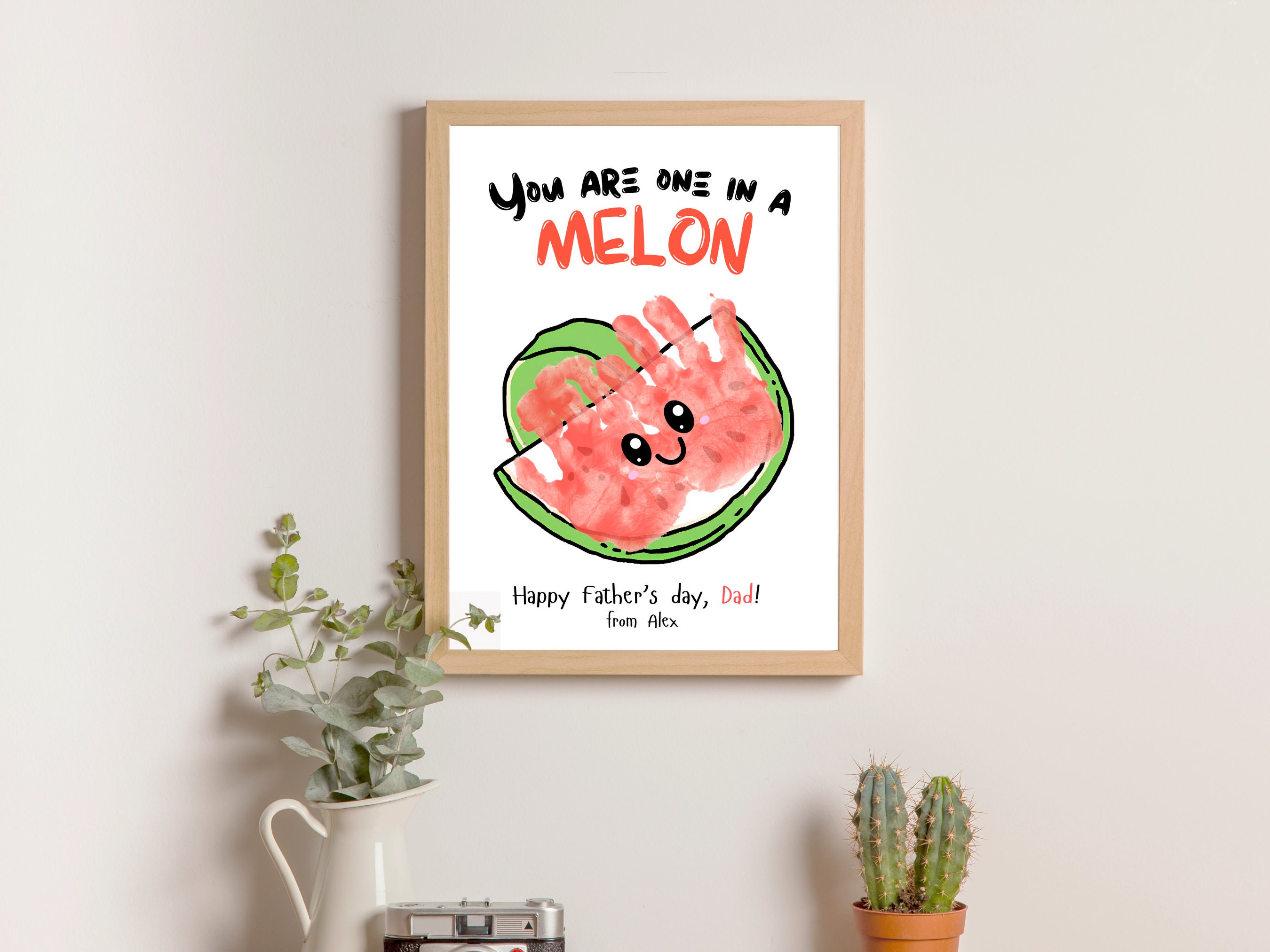 Printable Father's Day Handprint Craft, One in A Melon Handprint, Gift ...