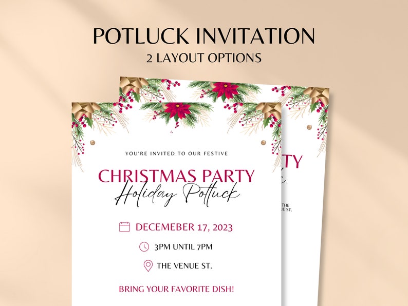 Potluck Invitation Template, Editable and Printable Potluck Invitation ...