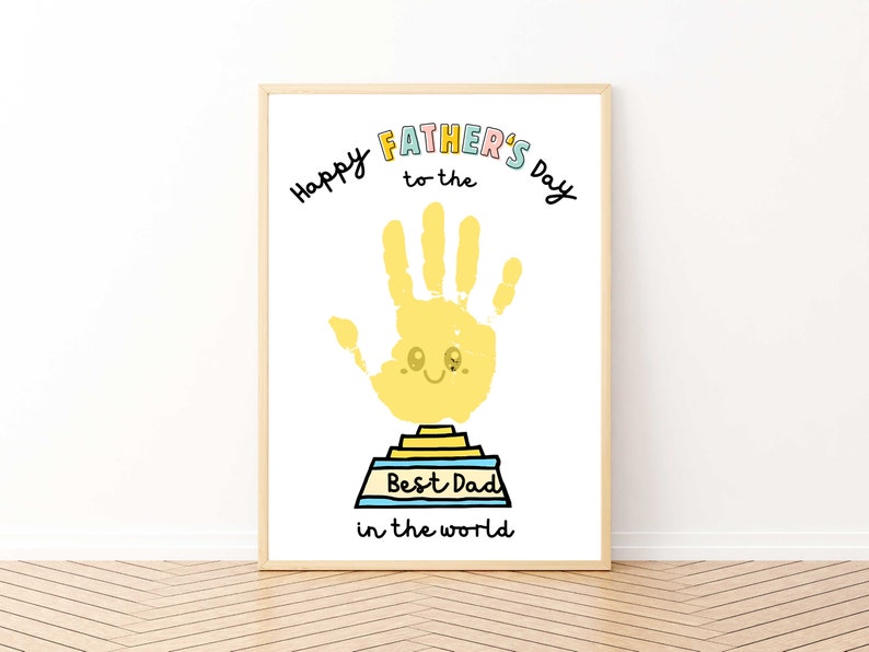 Father's Day Handprint Craft Printable, Best Dad Trophy Handprint, Gift ...
