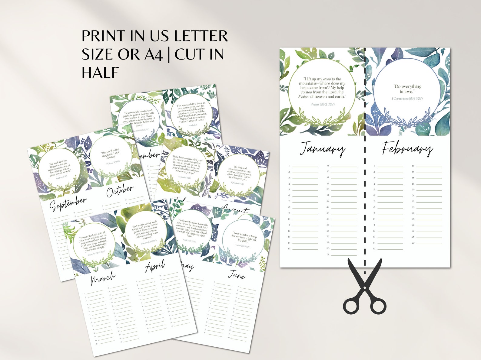 Perpetual Calendar With Bible Verses, Forever Calendar With Bible ...