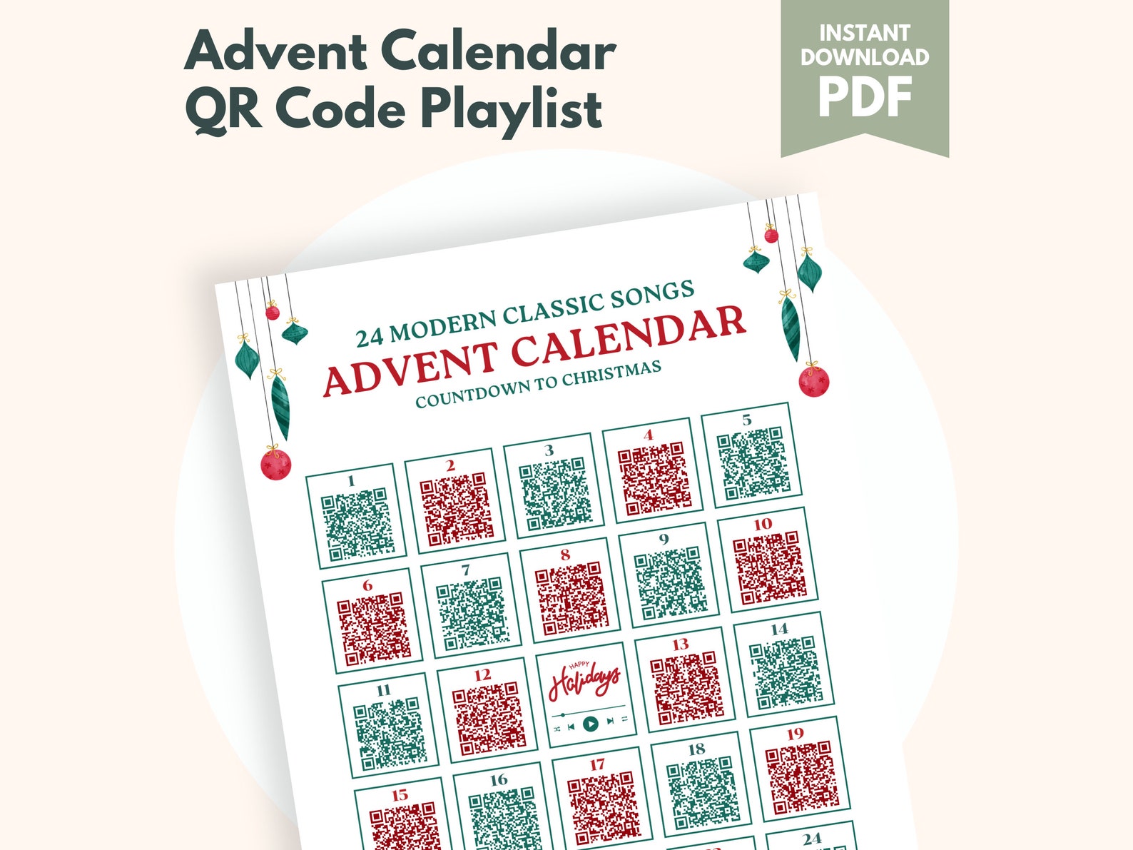 Christmas Countdown Playlist QR Code Christmas Modern Classic Songs ...