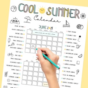 Printable Summer Calendar Poster 2024, Large Wall Calendar With Summer ...