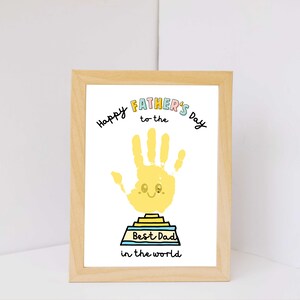 Father's Day Handprint Craft Printable, Best Dad Trophy Handprint, Gift ...