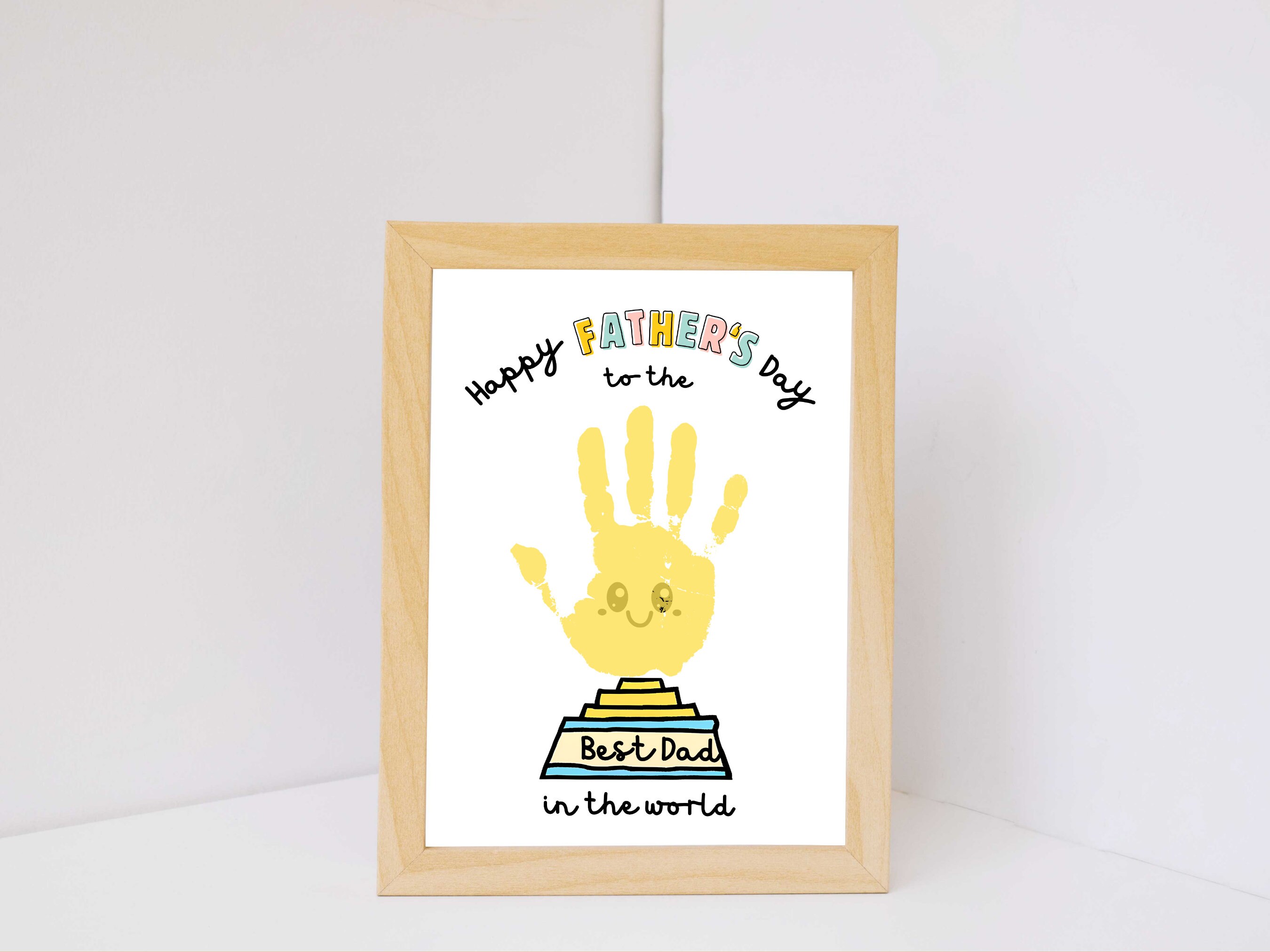 Father's Day Handprint Craft Printable, Best Dad Trophy Handprint, Gift ...