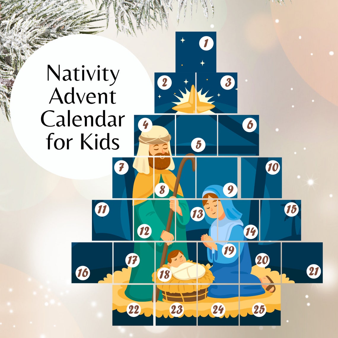 25 Nativity Advent Calendar Printable Cards for Kids Advent Calendar ...