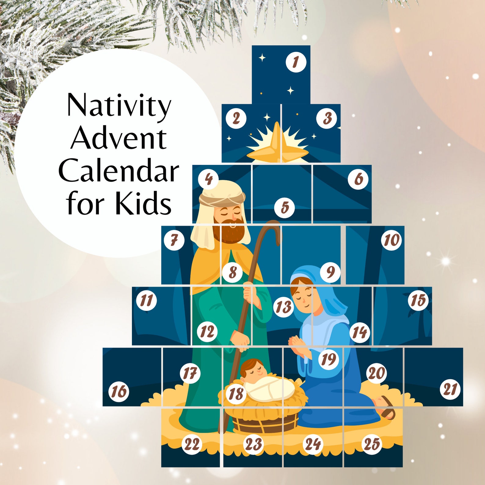 25 Nativity Advent Calendar Printable Cards for Kids Advent Calendar ...