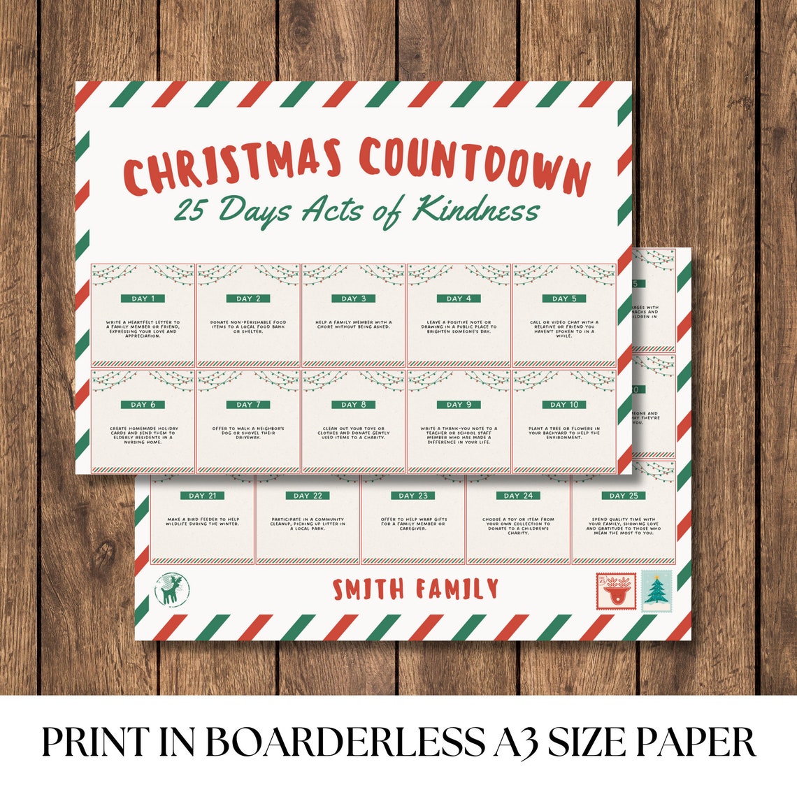 25 Days Treat People With Kindness Advent Calendar for Kids, Printable ...