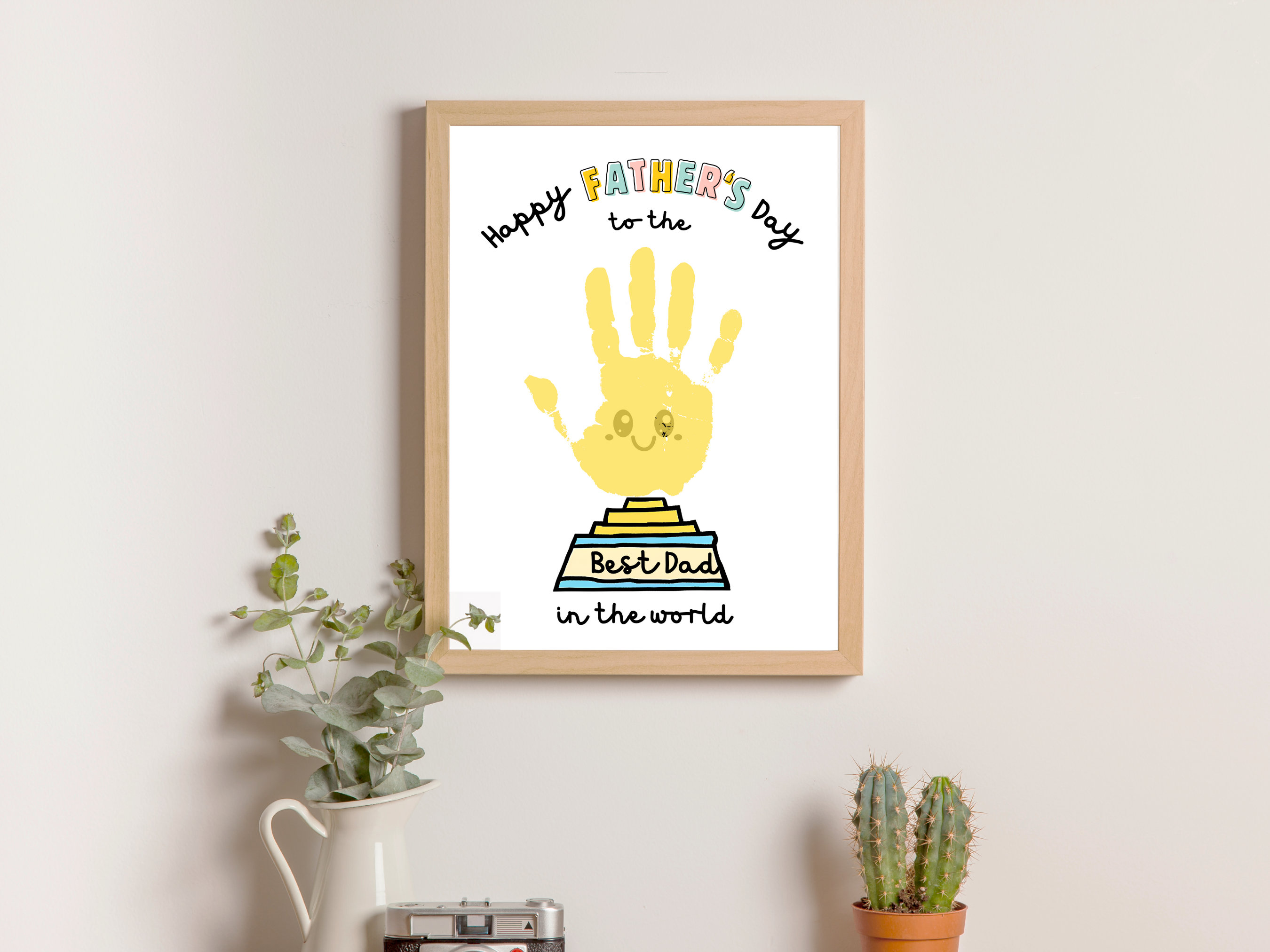Father's Day Handprint Craft Printable, Best Dad Trophy Handprint, Gift ...