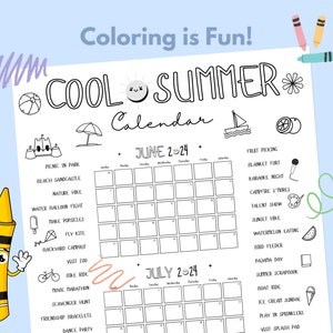 Summer Bucket List Poster 2024, Printable Large Wall Calendar With ...
