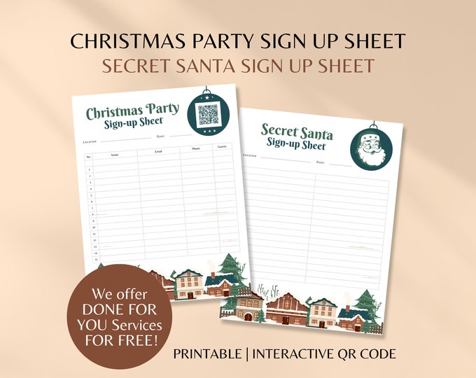Christmas Party Sign up Sheet Christmas Sign up Party Sign up Sheet ...